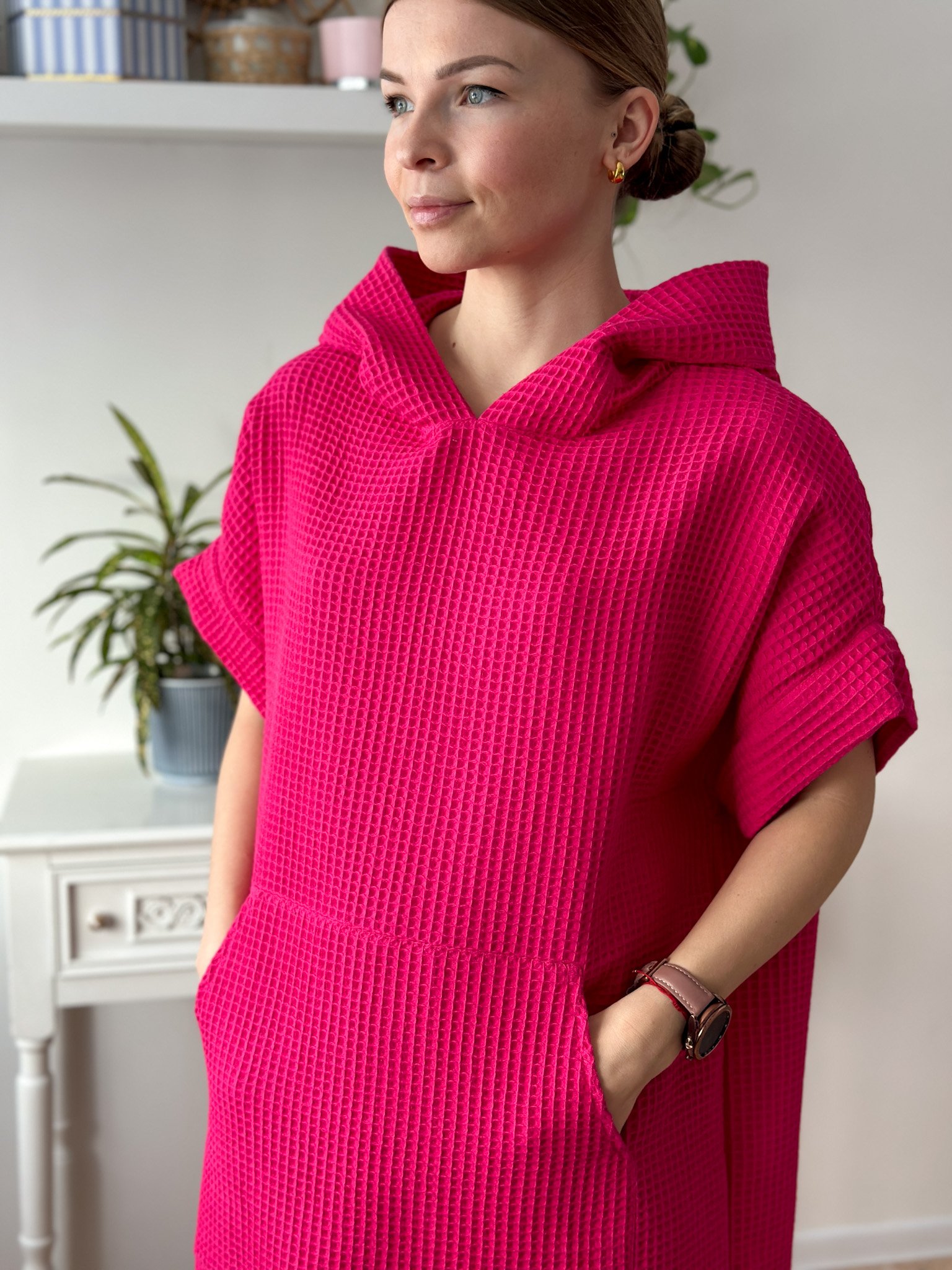 Vaflinis Medvilninis Pončas - Avietinis - Little Kaj